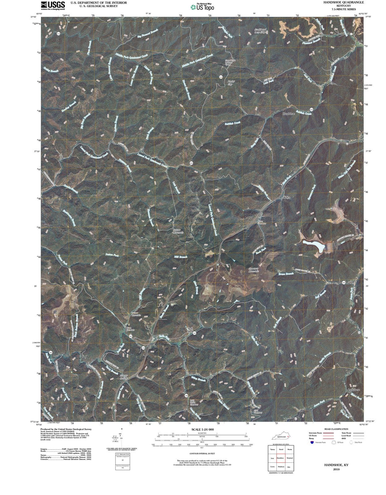 2010 Handshoe, KY - Kentucky - USGS Topographic Map – Historic Pictoric