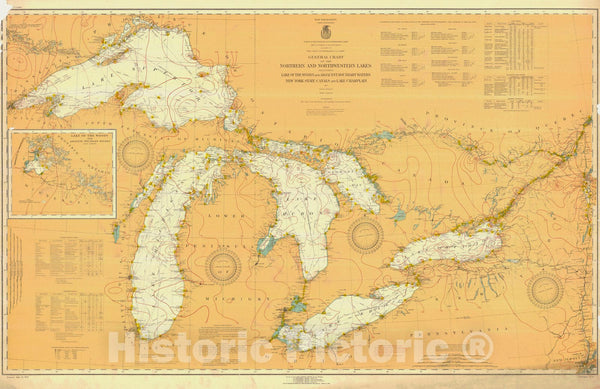 Historic Nautical Map - The Northern And Northwestern Lakes Including ...