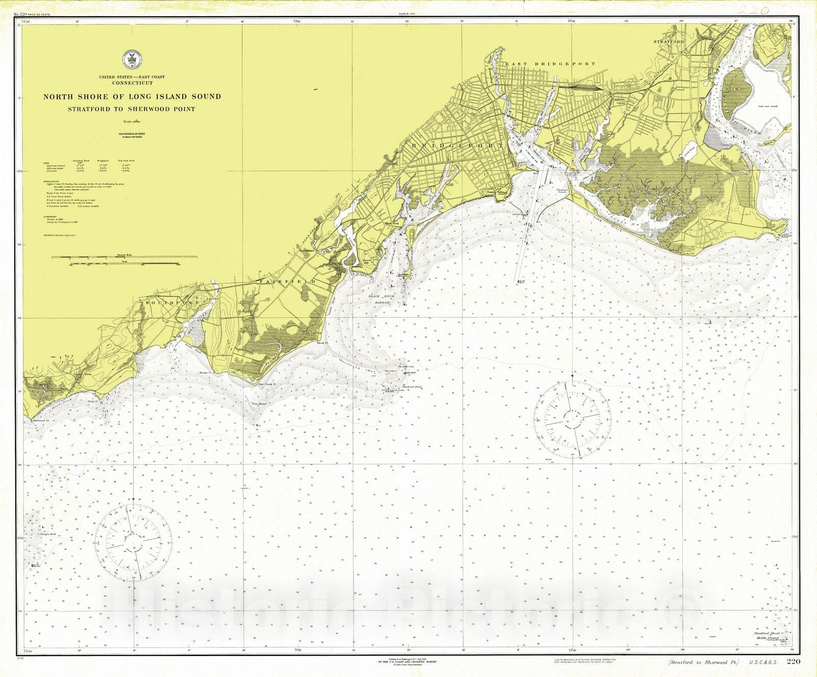 Historic Nautical Map - North Shore Of Long Island Sound, 1919 NOAA Ch ...