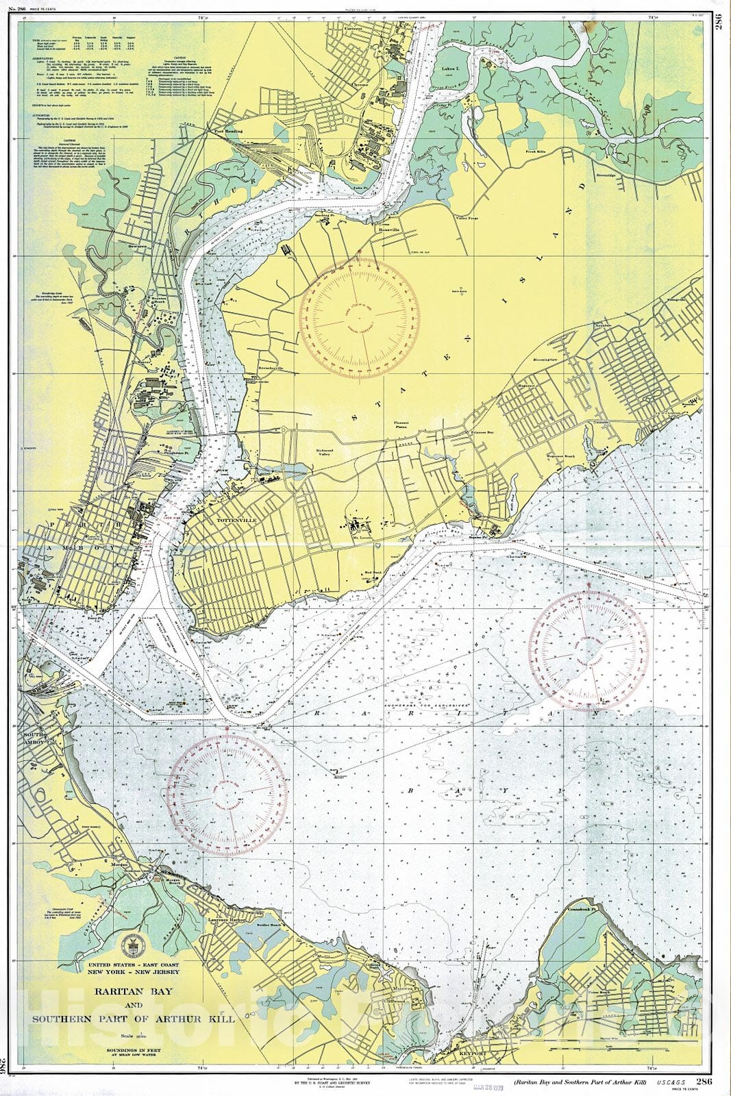 Historic Nautical Map - Raritan Bay And Southern Part Of Arthur Hill ...