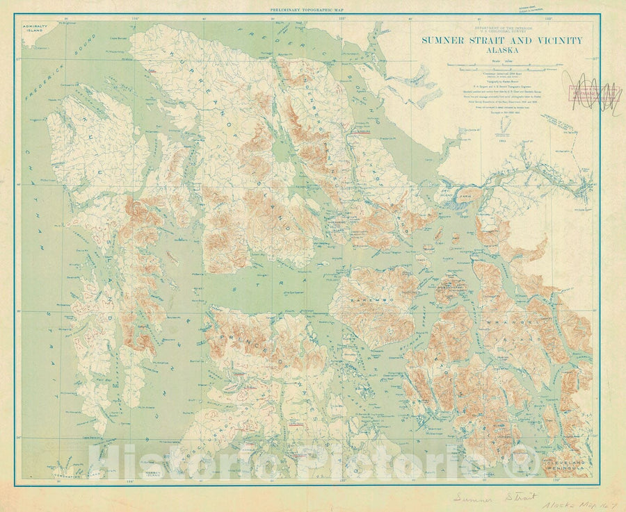 Historic Nautical Map - Sumner Strait And Vicinity, 1934 NOAA Chart ...