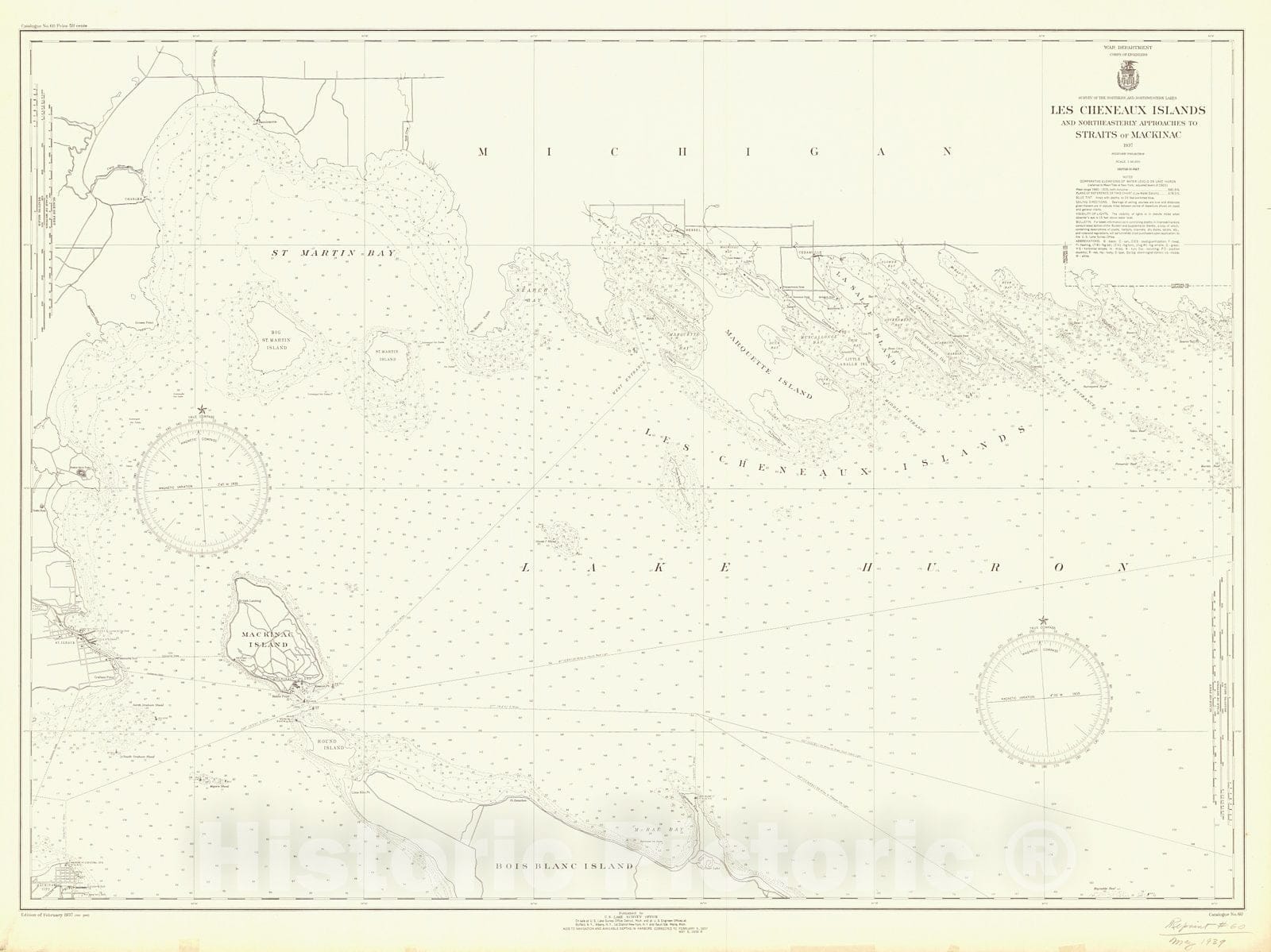 Historic Nautical Map - Les Cheneaux Islands And Northeasterly Approac ...
