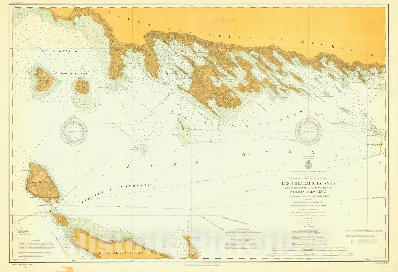 Historic Nautical Map - Les Cheneaux Islands And Northeasterly Approac ...