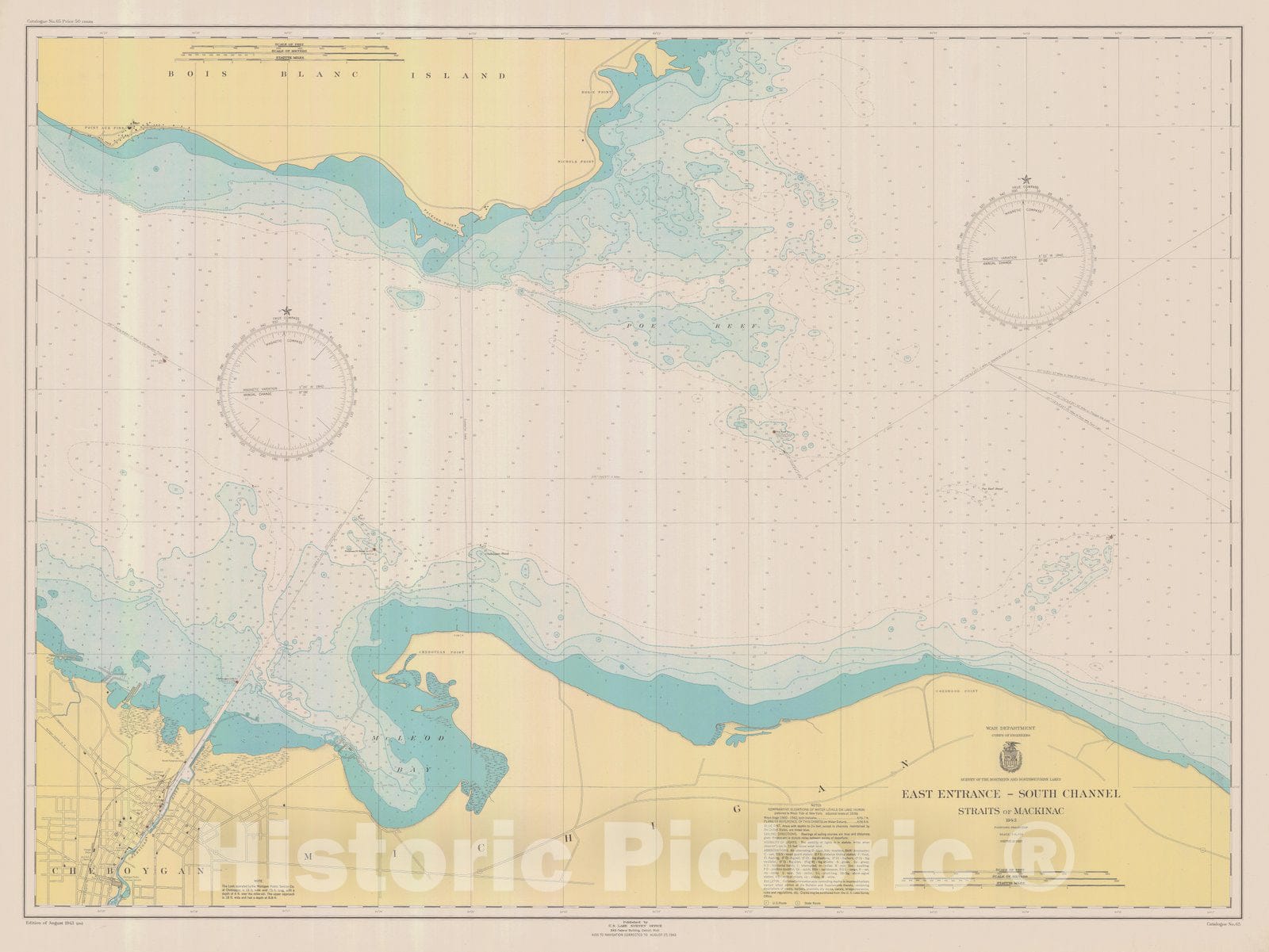 Historic Nautical Map - East Entrance - South Channel Straits Of Macki ...