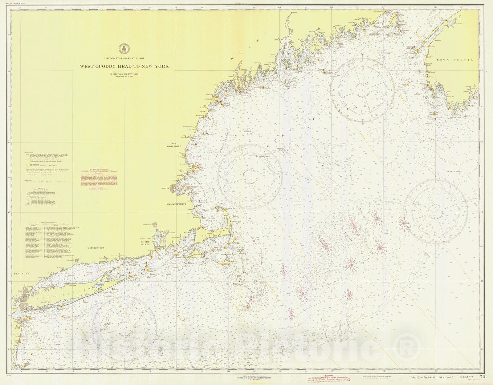 Historic Nautical Map - West Quoddy Head To New York, 1942 NOAA Chart ...