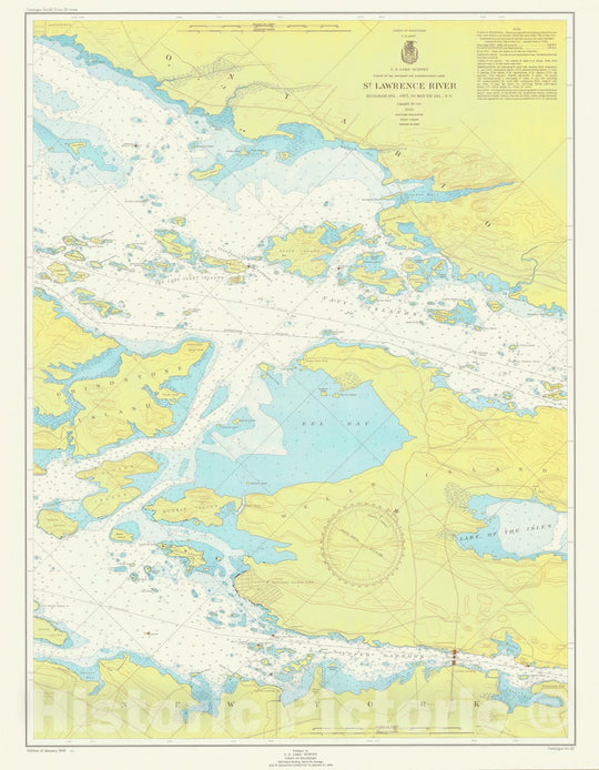 Historic Nautical Map - St. Lawrence River Bingham Isl, Ont, To Round ...