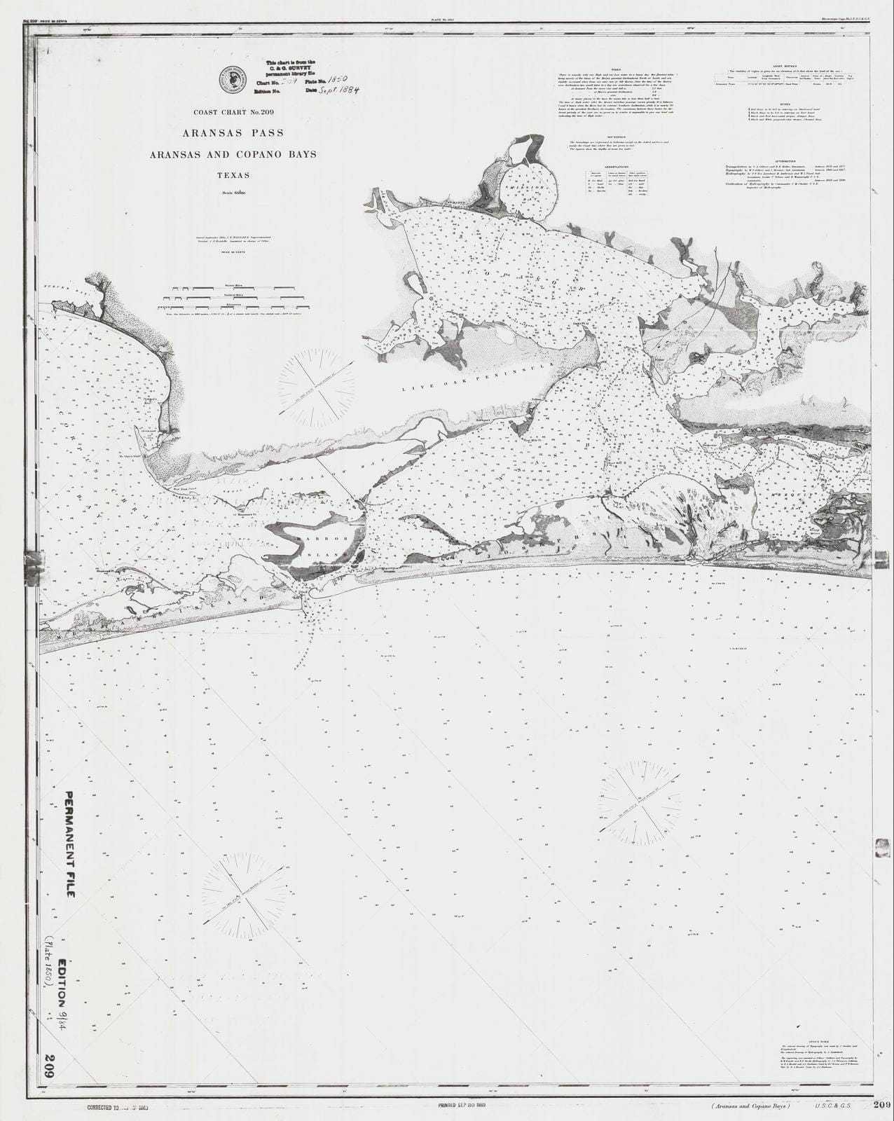 Historic Nautical Map - Aransas Pass, Aransas And Copano Bays, Texas ...