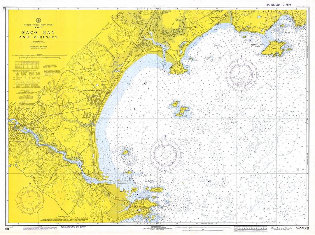 Historic Nautical Map - Saco Bay And Vicinity, Maine, 1972 NOAA Chart ...