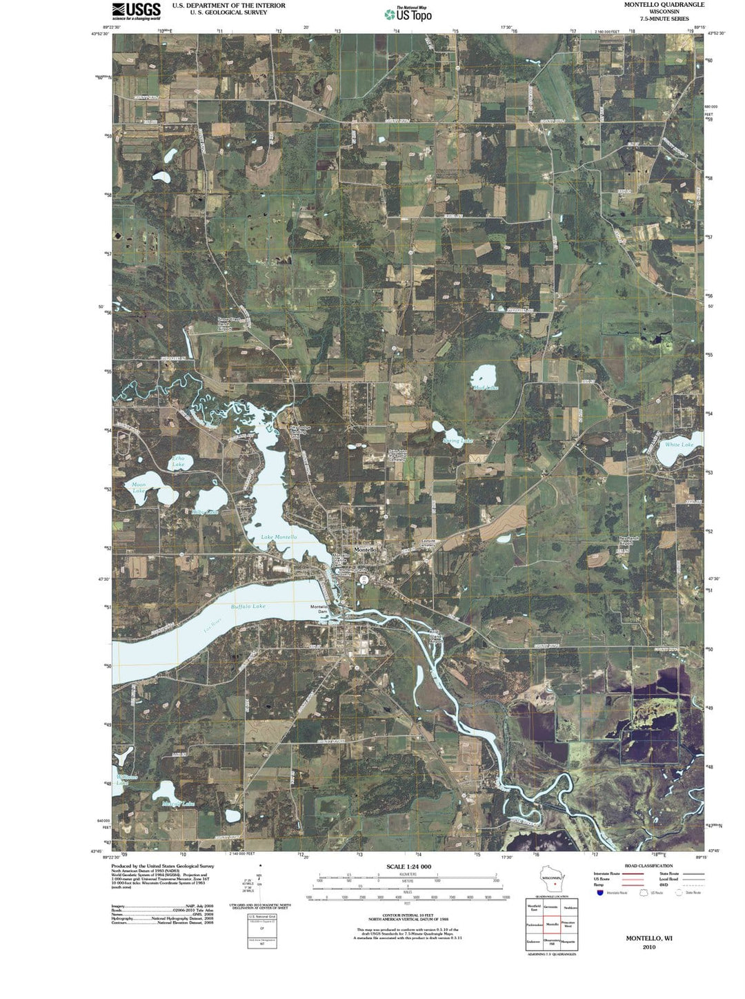 2010 Montello, WI - Wisconsin - USGS Topographic Map – Historic Pictoric