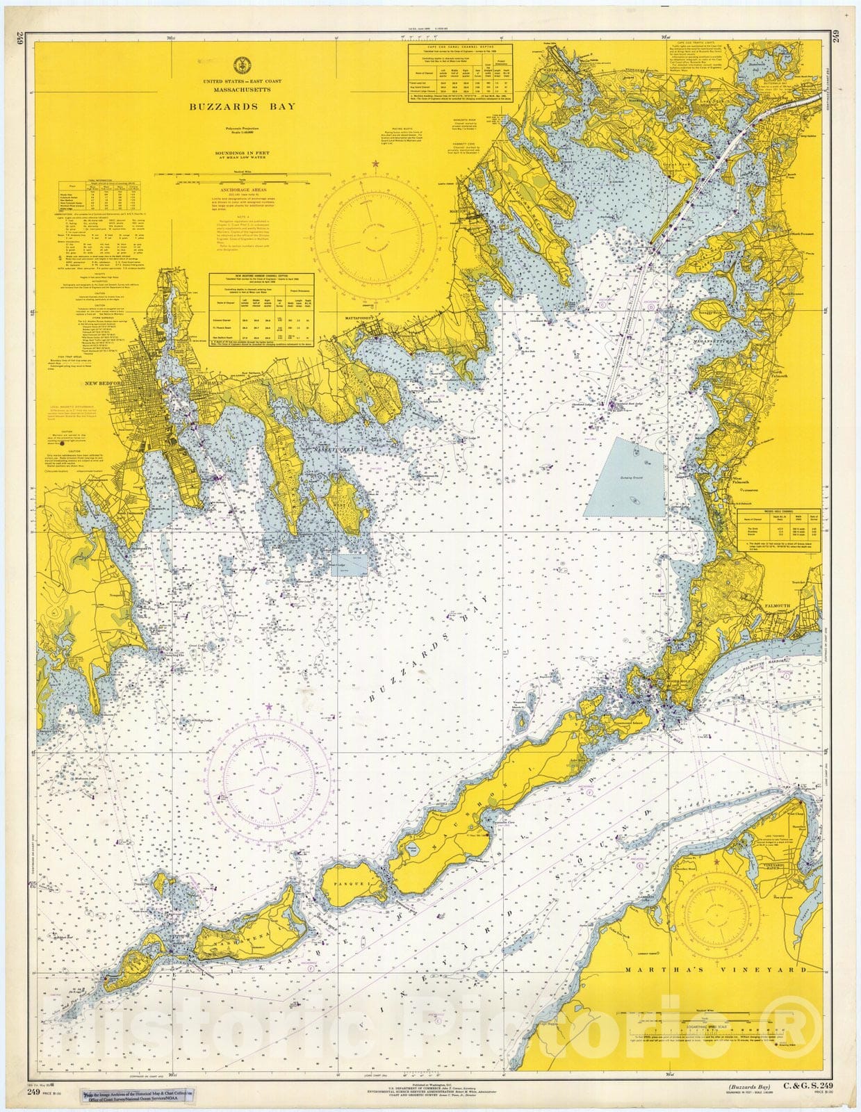 Historic Nautical Map - Buzzards Bay, 1966 NOAA Chart - Vintage Wall A ...