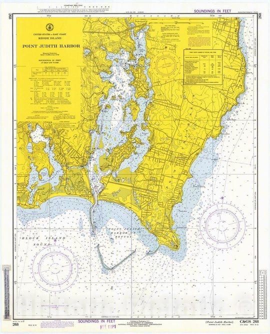 Historic Nautical Map - Point Judith Harbor, 1972 NOAA Chart - Vintage ...