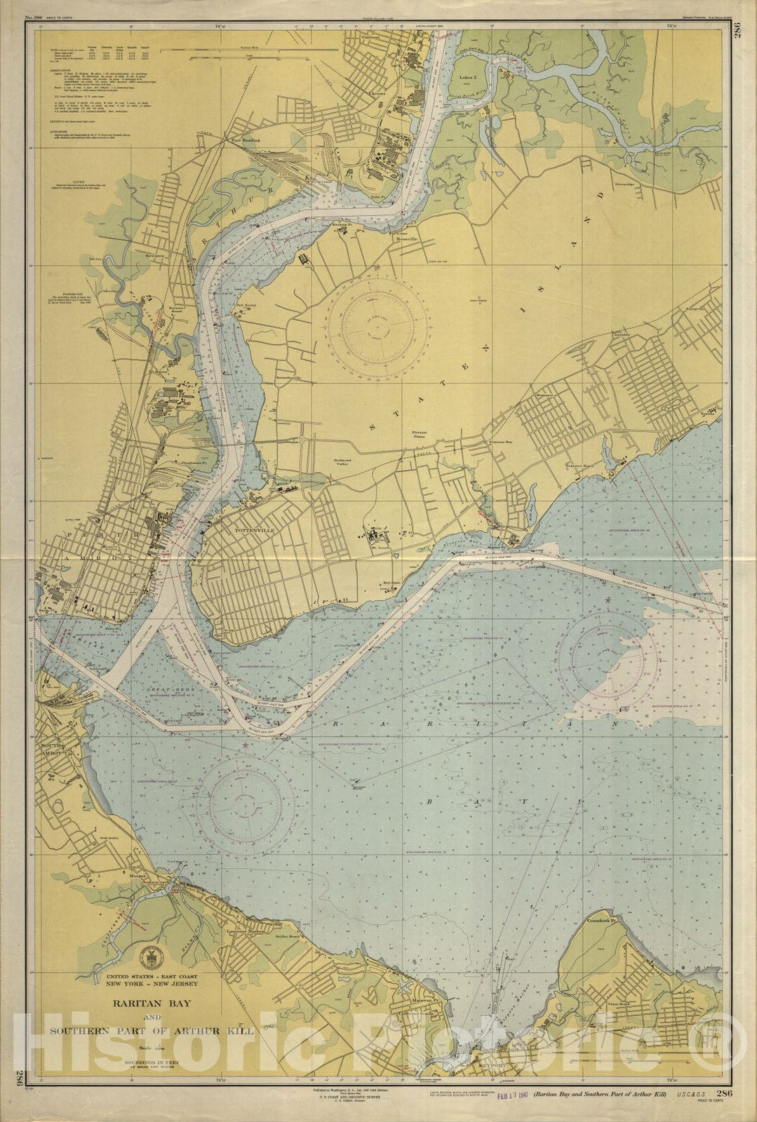 Historic Nautical Map - Raritan Bay And Southern Part Of Arthur Kill ...