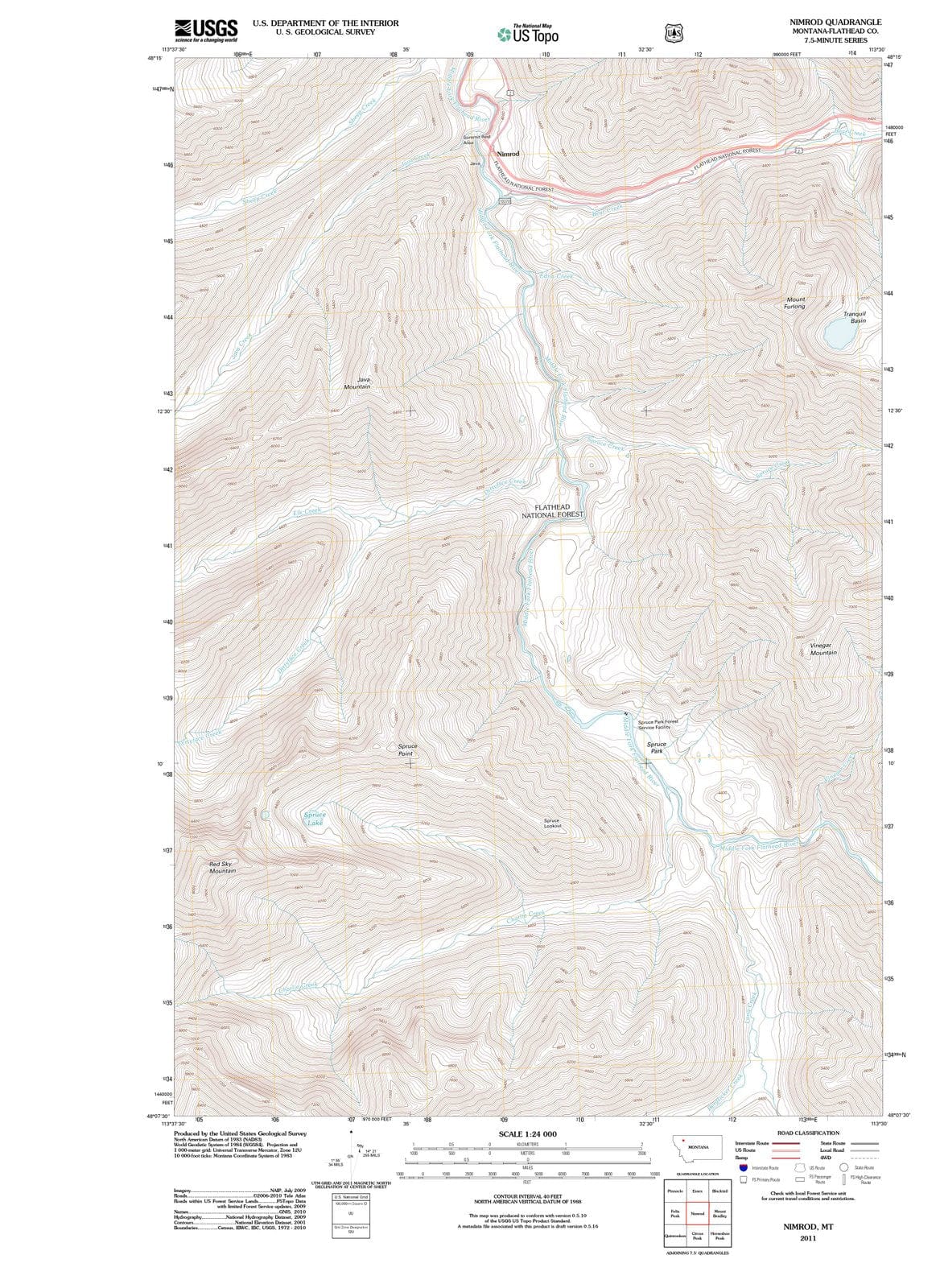 2011 Nimrod, MT - Montana - USGS Topographic Map – Historic Pictoric