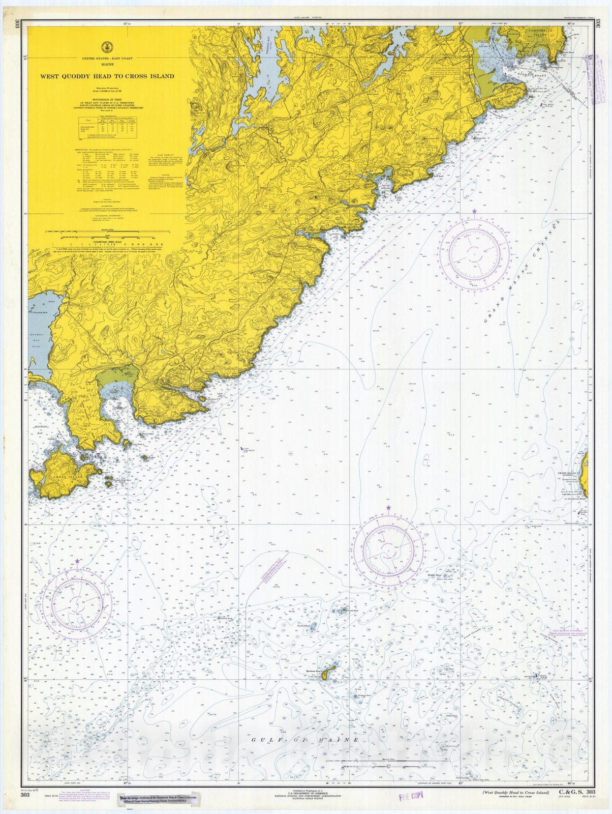Historic Nautical Map - West Quoddy Head To Cross Island, 1971 NOAA Ch ...