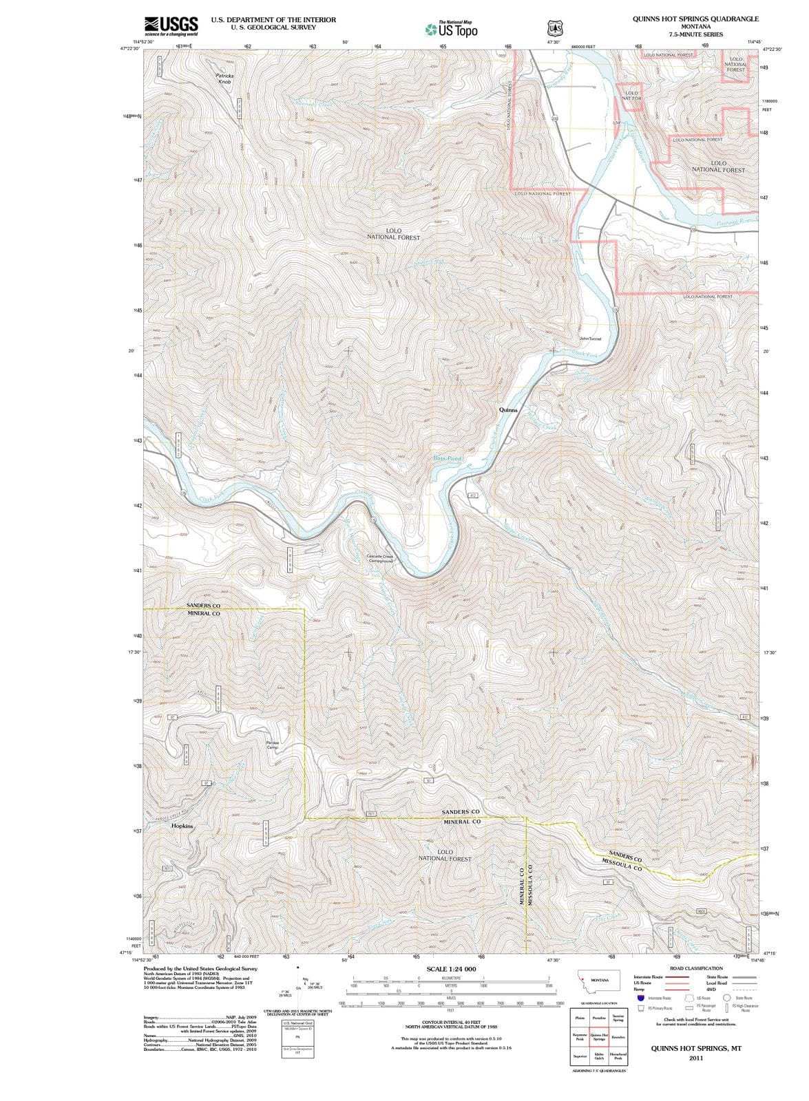 2011 Quinns Hot Springs, MT - Montana - USGS Topographic Map – Historic ...