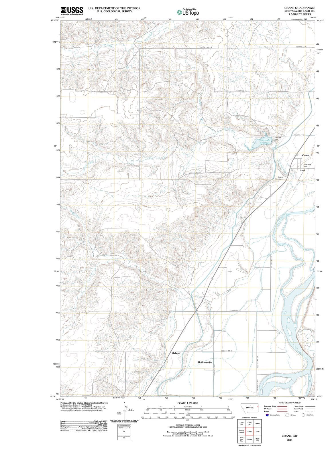 2011 Crane, MT - Montana - USGS Topographic Map – Historic Pictoric