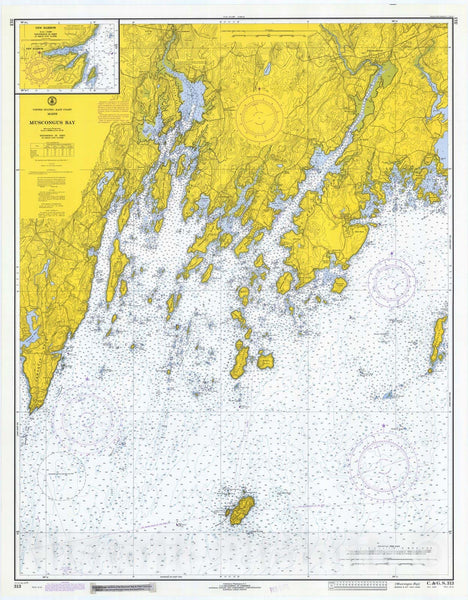 Historic Nautical Map - Muscongus Bay, 1971 NOAA Chart - Vintage Wall ...