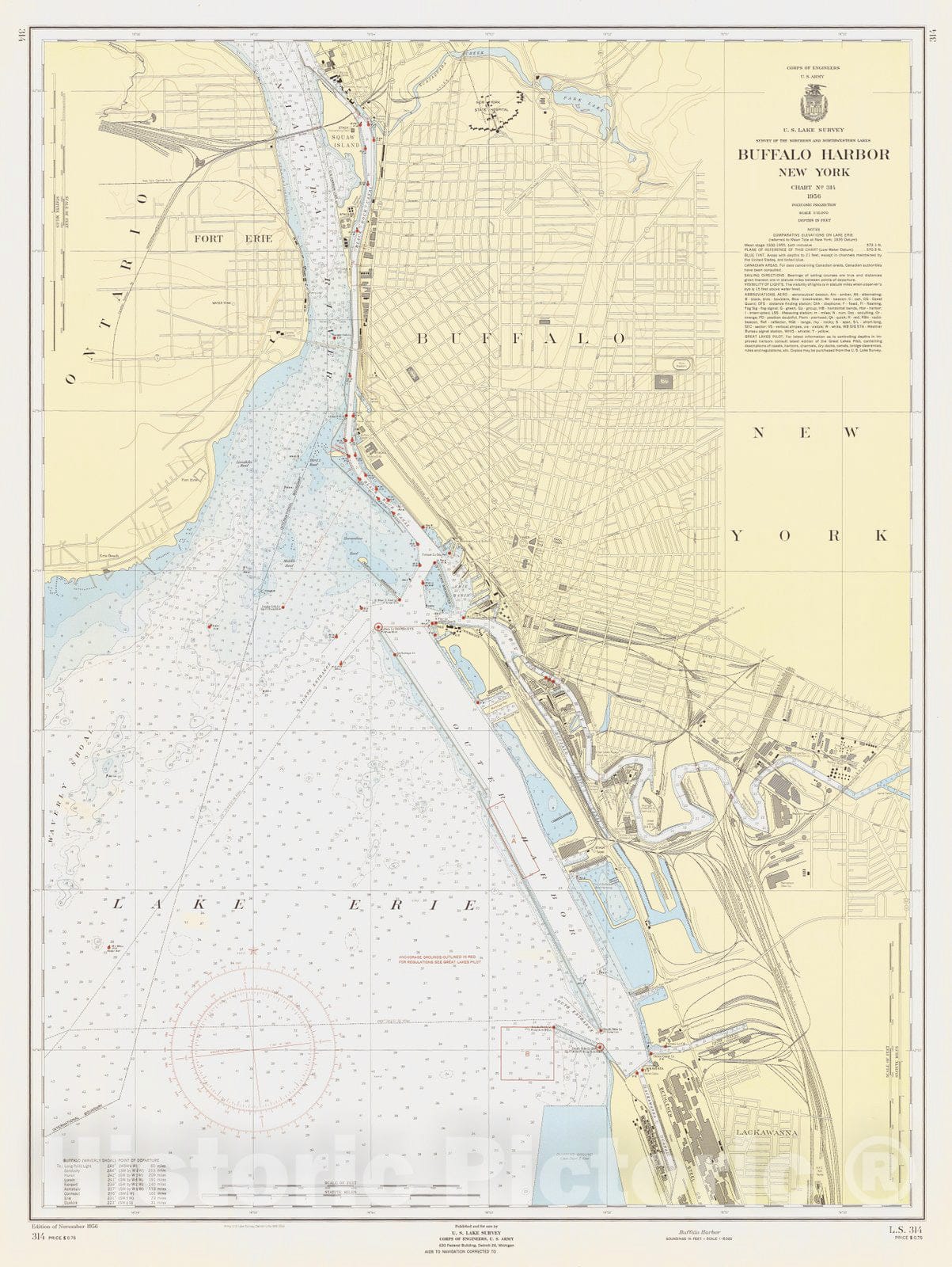 Historic Nautical Map - Buffalo Harbor, 1956 NOAA Chart - Vintage Wall ...