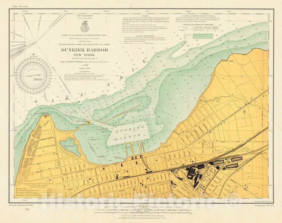 Historic Nautical Map - Dunkirk Harbor, New York, 1910 NOAA Chart - Vi ...