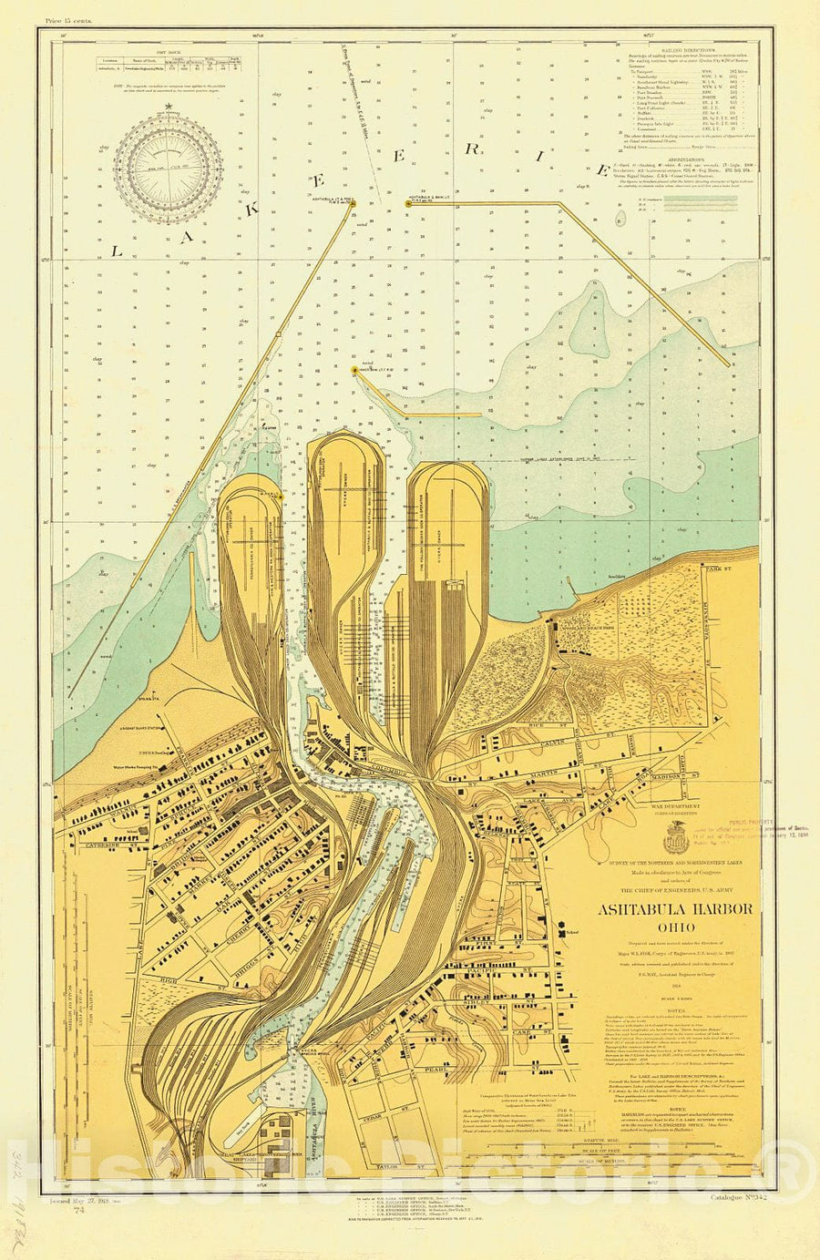 Historic Nautical Map - Ashtabula Harbor, Ohio, 1918 NOAA Chart - Vint ...