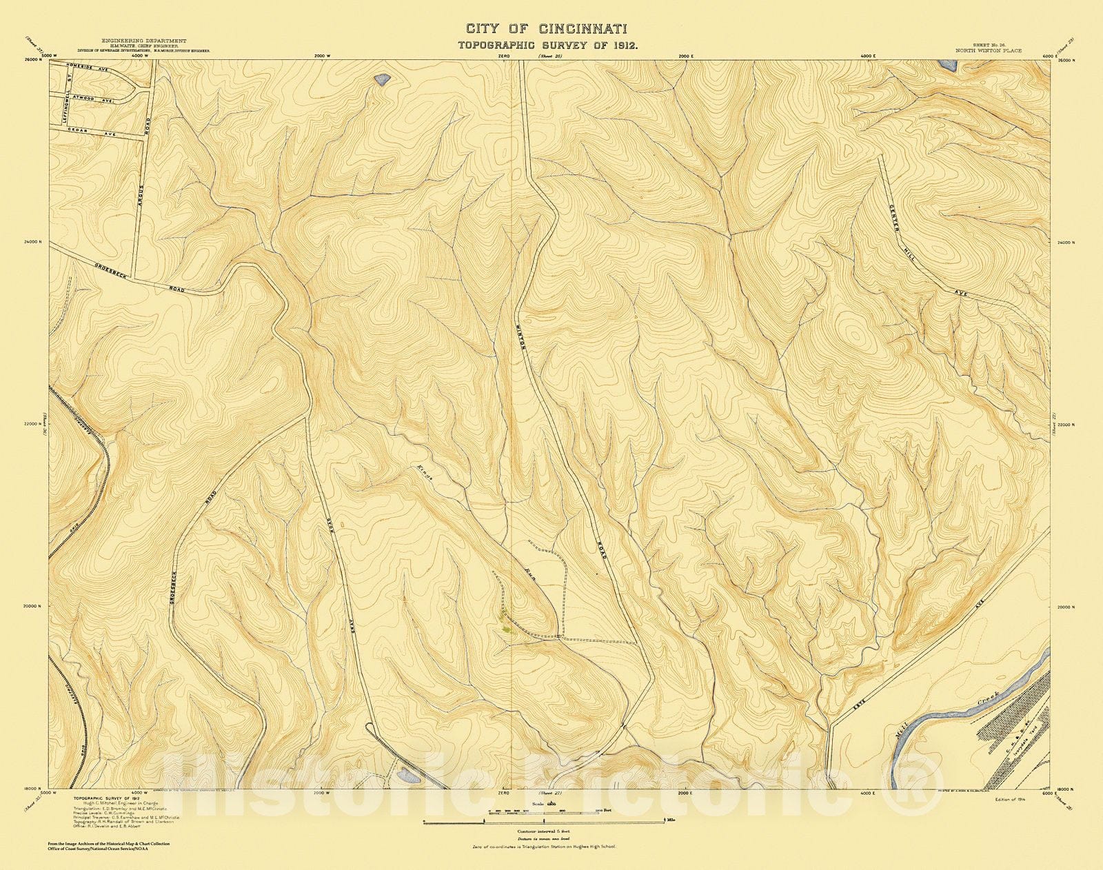 Historic Nautical Map - City Of Cincinnati, Sheet 26, 1912 NOAA Topogr ...
