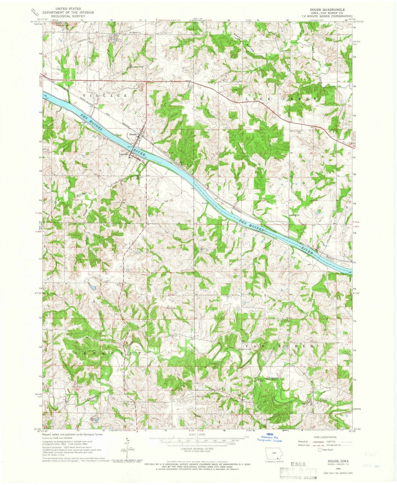 1965 Douds, IA - Iowa - USGS Topographic Map – Historic Pictoric