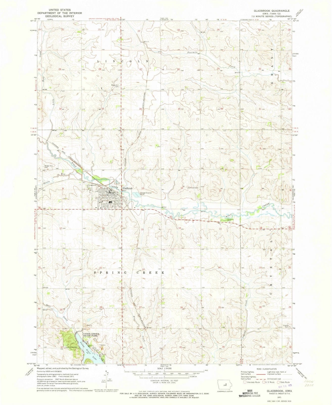 1971 Gladbrook, IA - Iowa - USGS Topographic Map – Historic Pictoric