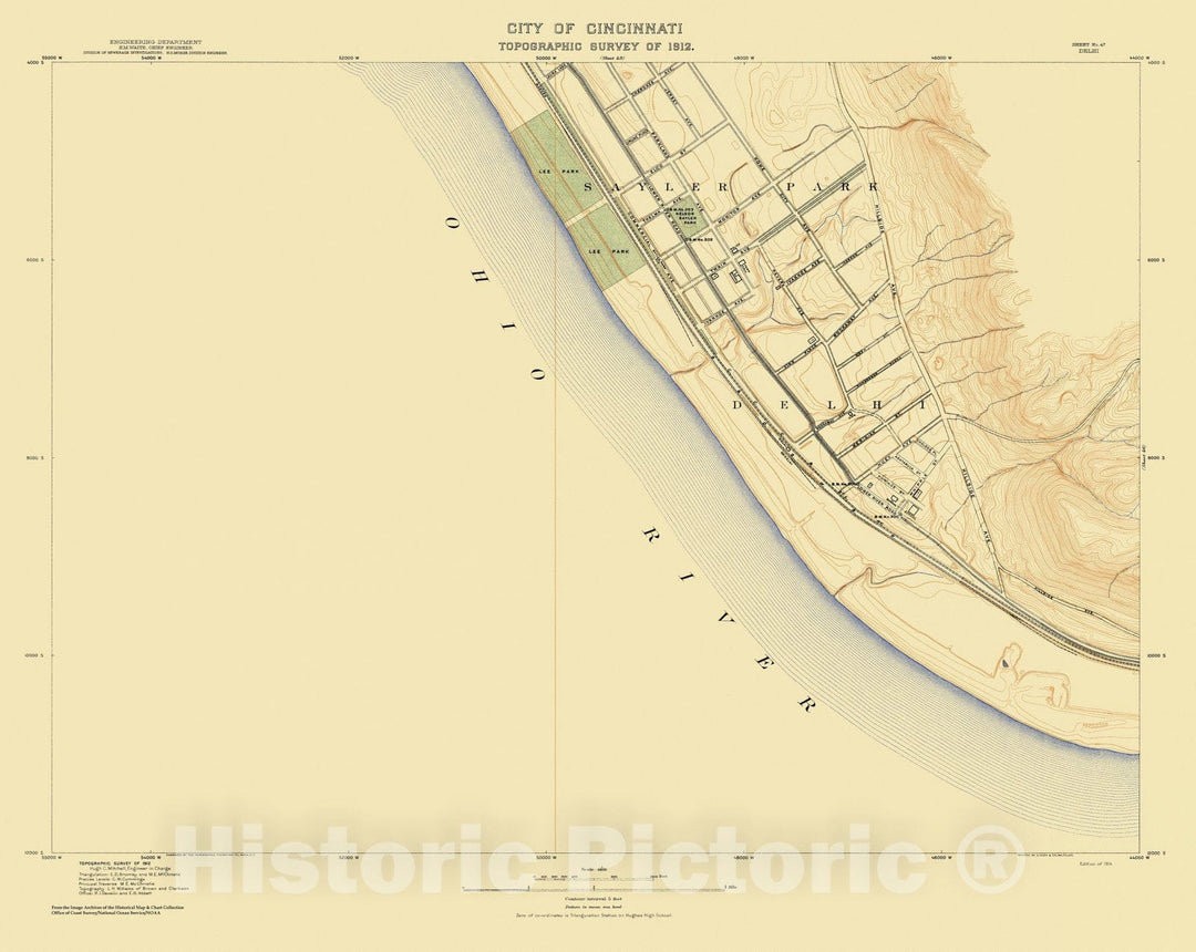 Historic Nautical Map - City Of Cincinnati, Sheet 47, 1912 NOAA Topogr ...