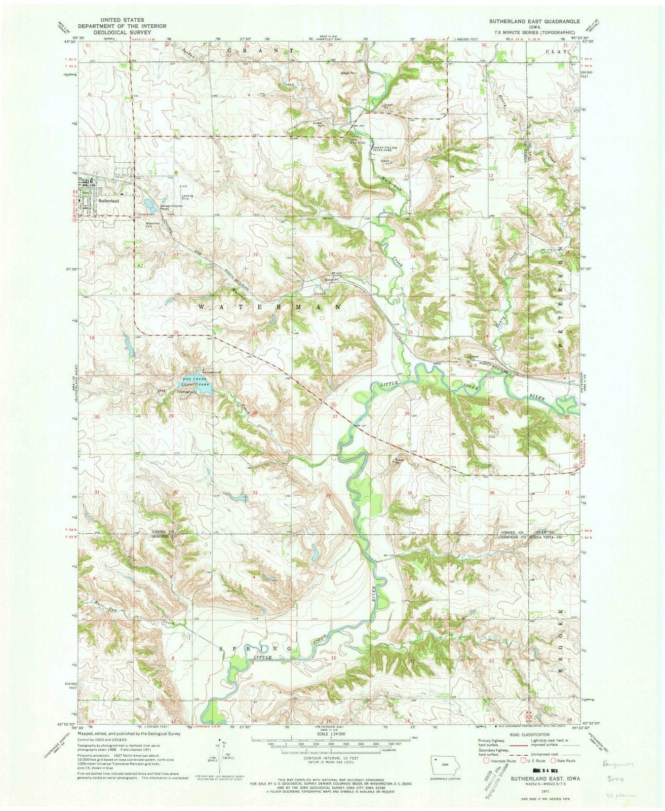 1971 Sutherland East, IA - Iowa - USGS Topographic Map - Historic Pictoric