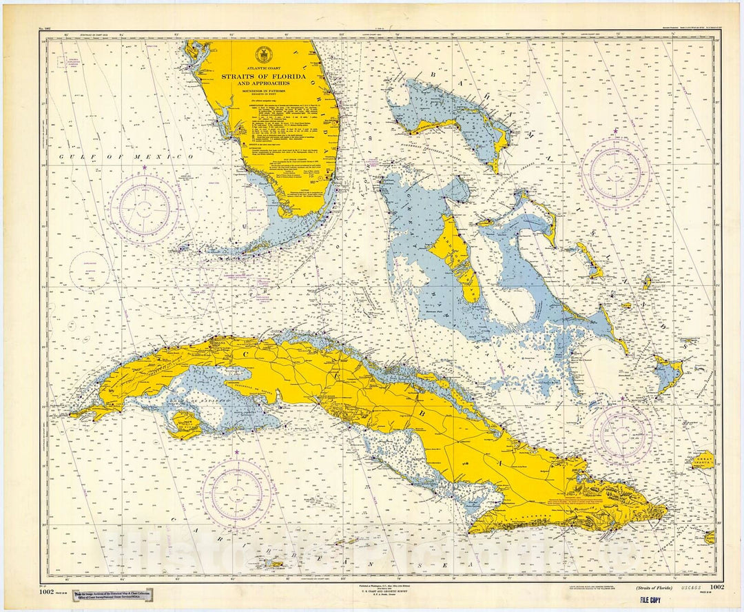 Historic Nautical Map - Straits Of Florida, 1954 NOAA Chart - Florida ...