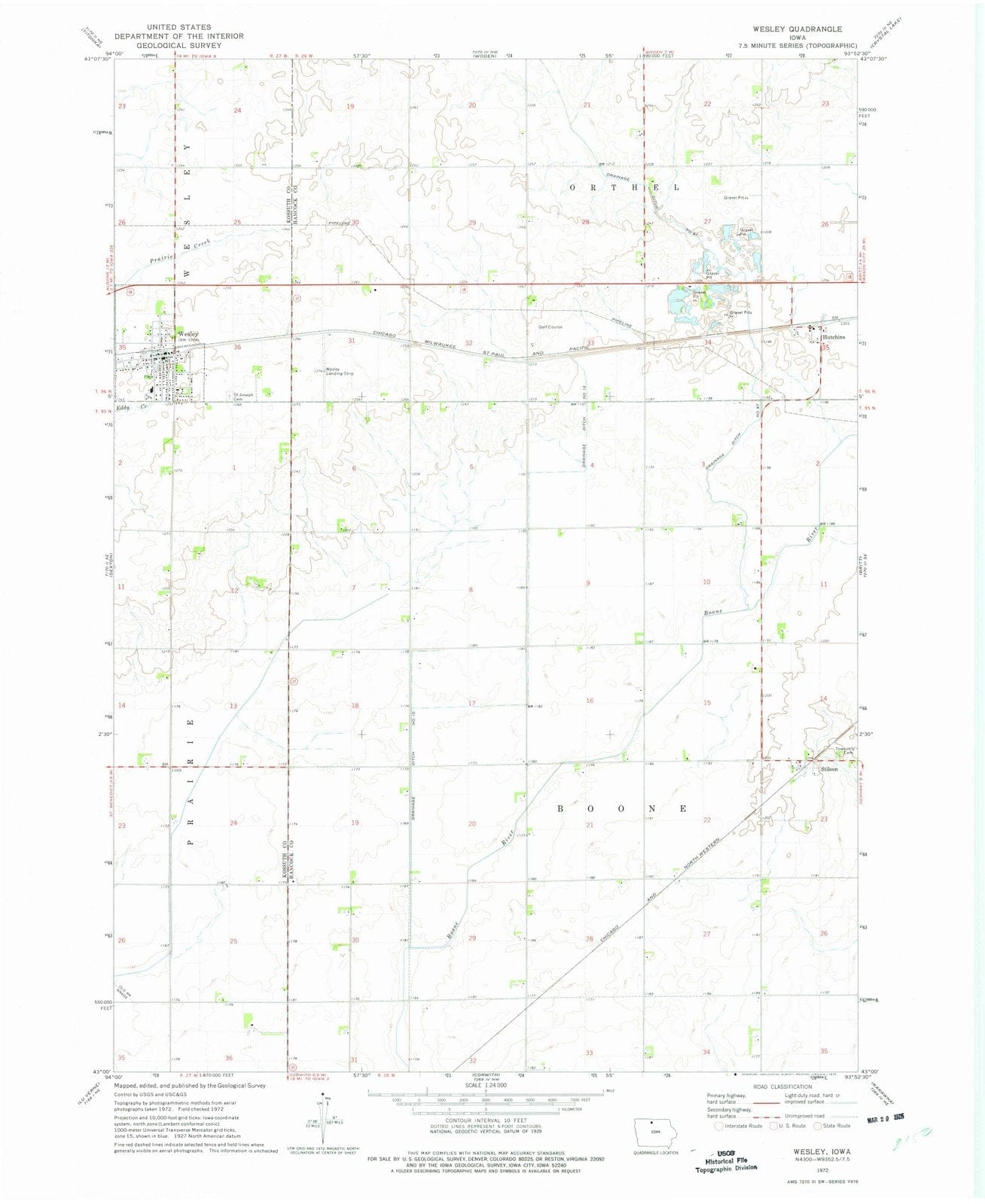 1972 Wesley, IA - Iowa - USGS Topographic Map – Historic Pictoric