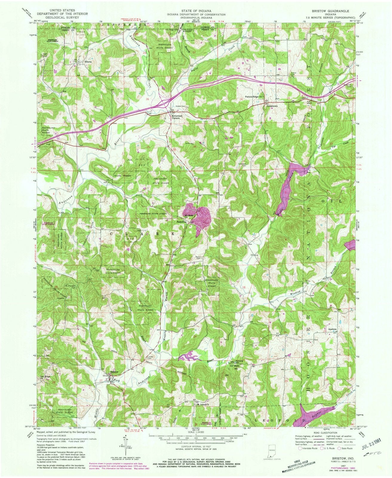 1957 Bristow, in - Indiana - USGS Topographic Map – Historic Pictoric