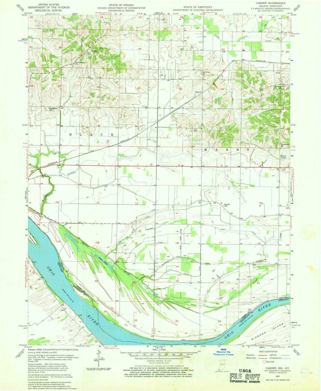1957 Caborn, in - Indiana - USGS Topographic Map – Historic Pictoric