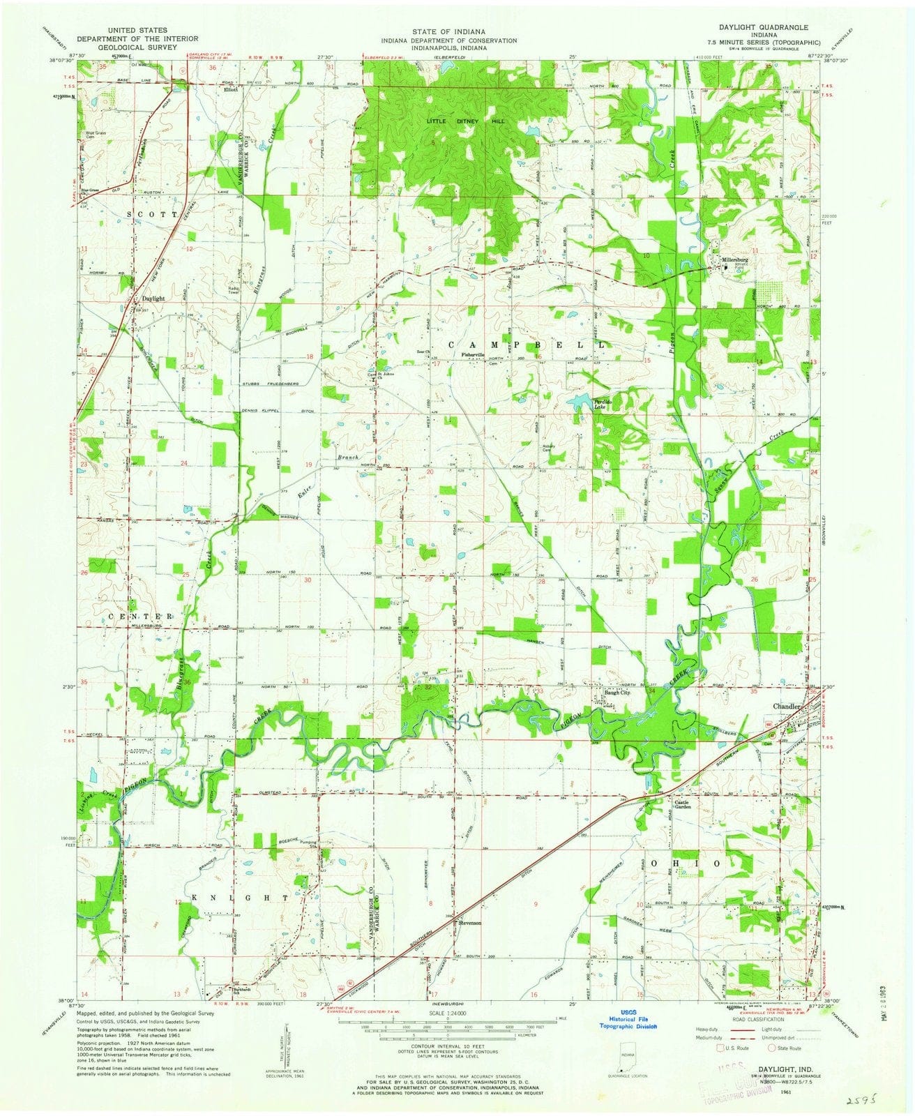 1961 Daylight, in - Indiana - USGS Topographic Map – Historic Pictoric
