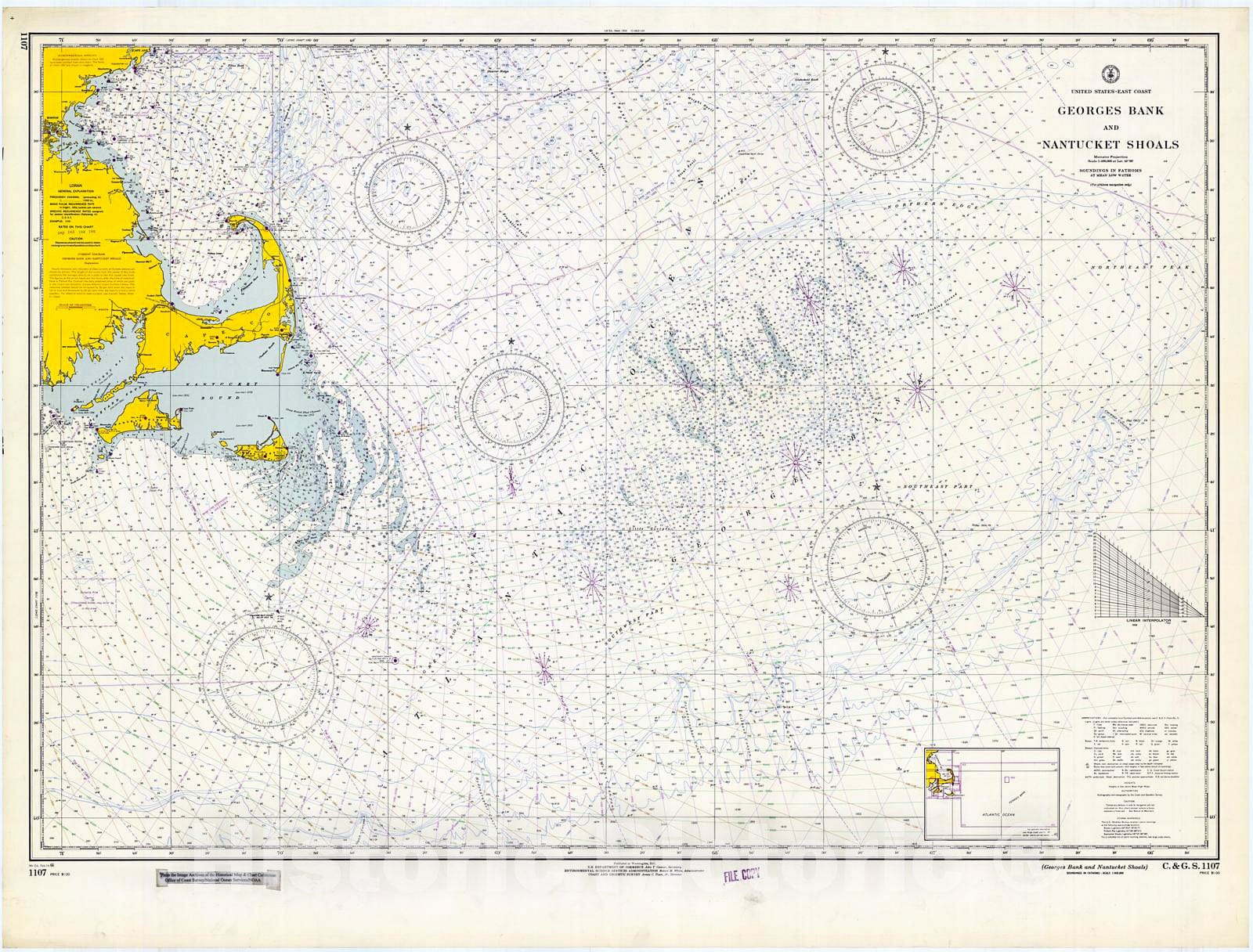 Historic Nautical Map - Georges Bank And Nantucket Shoals, 1966 NOAA C ...