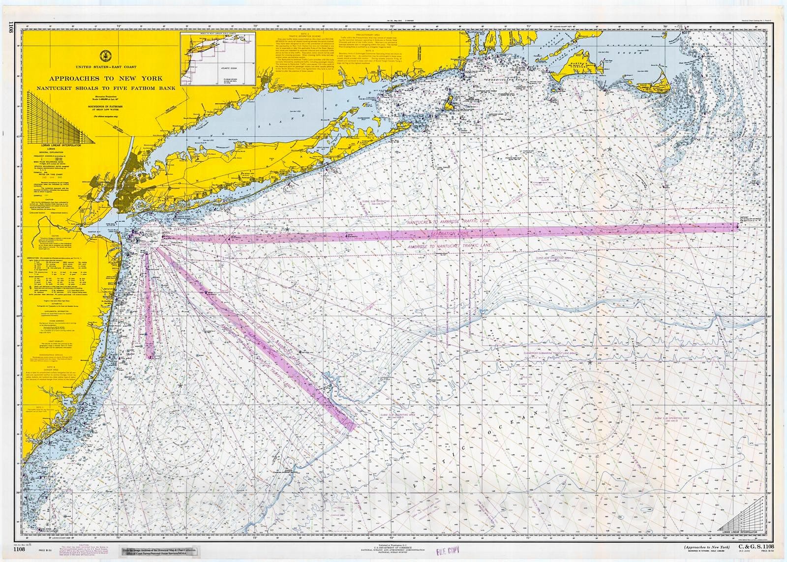 Historic Nautical Map - Approaches To New York, 1971 NOAA Chart - Rhod ...