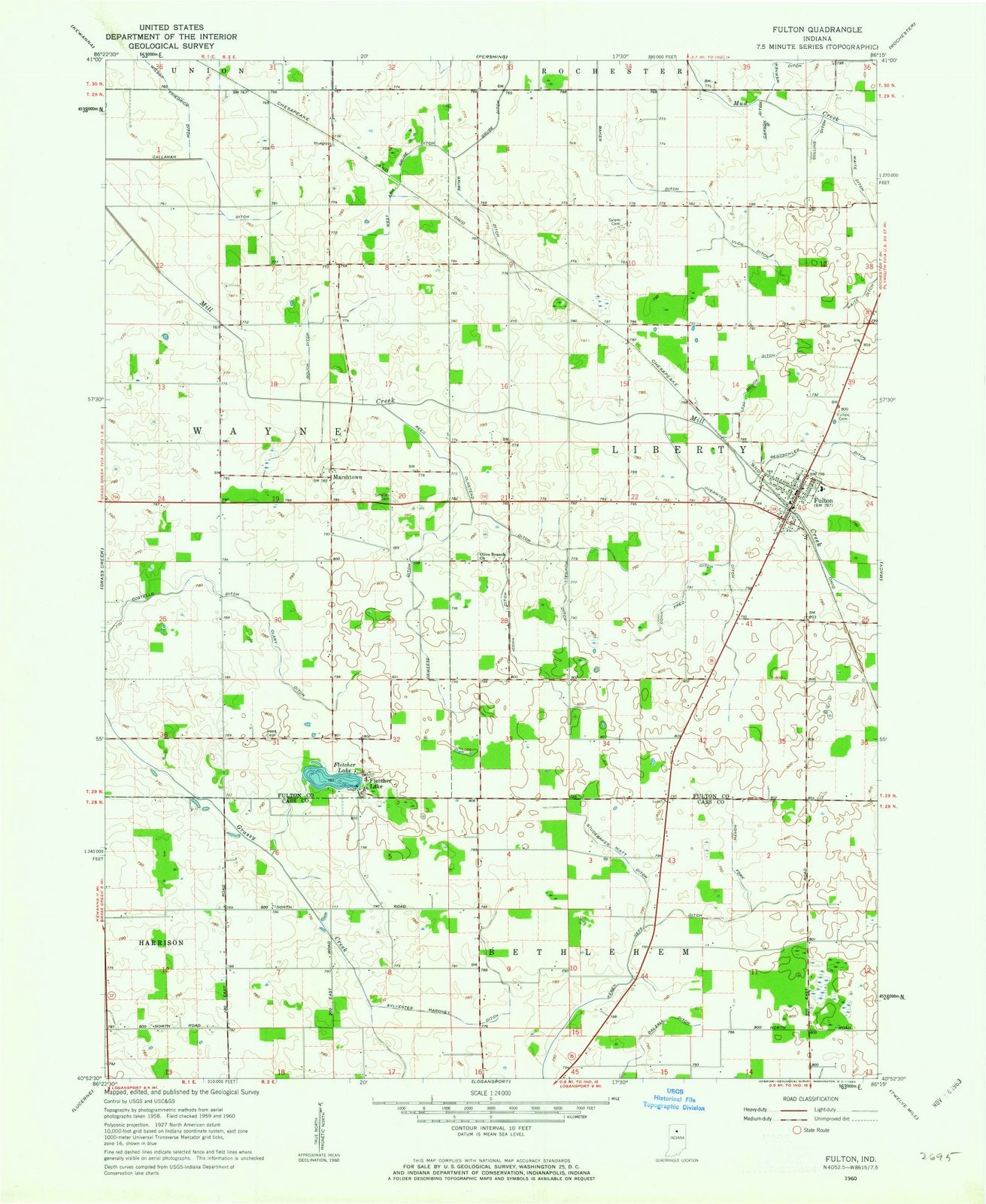 1960 Fulton, in - Indiana - USGS Topographic Map – Historic Pictoric
