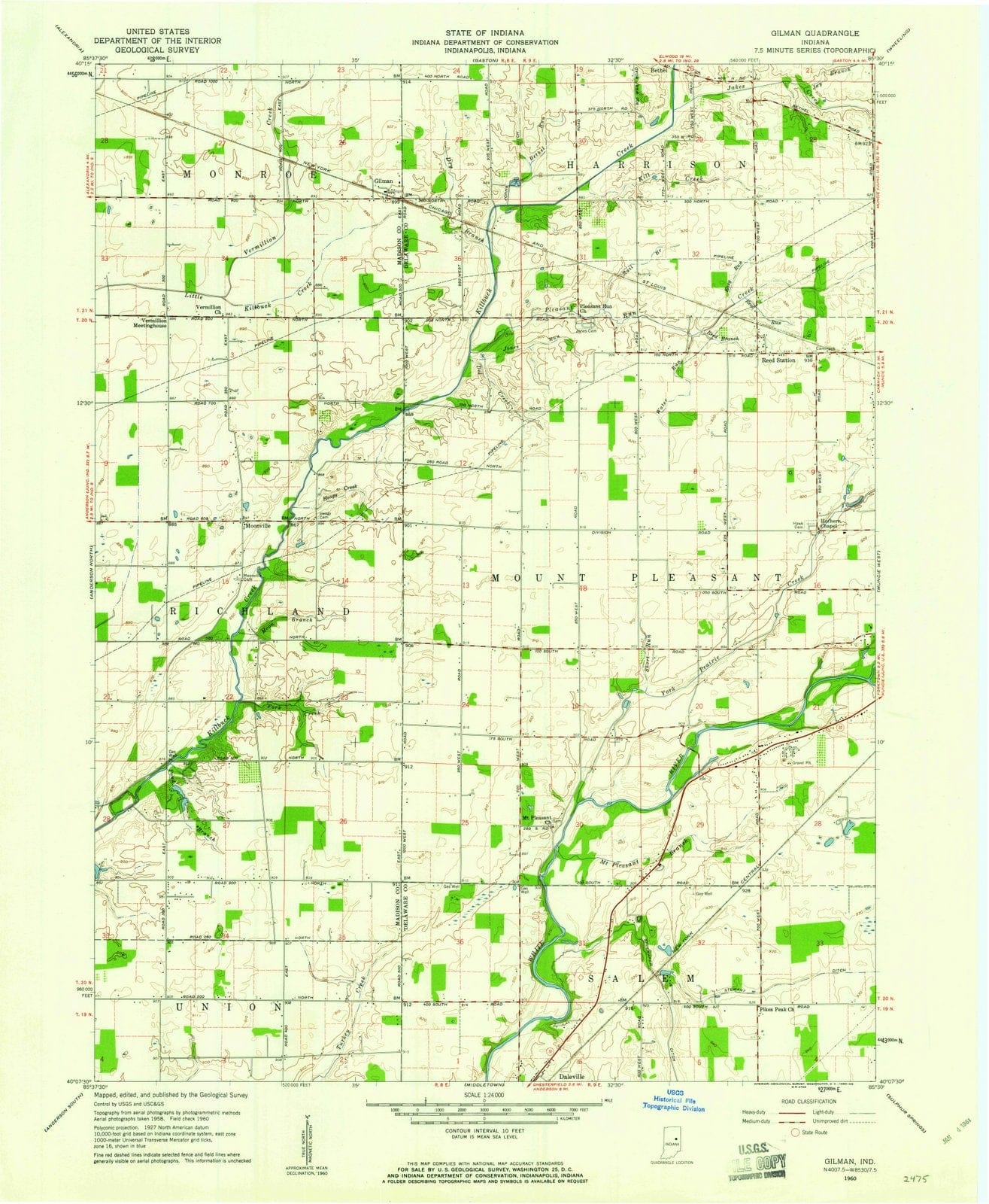 1960 Gilman, in - Indiana - USGS Topographic Map – Historic Pictoric