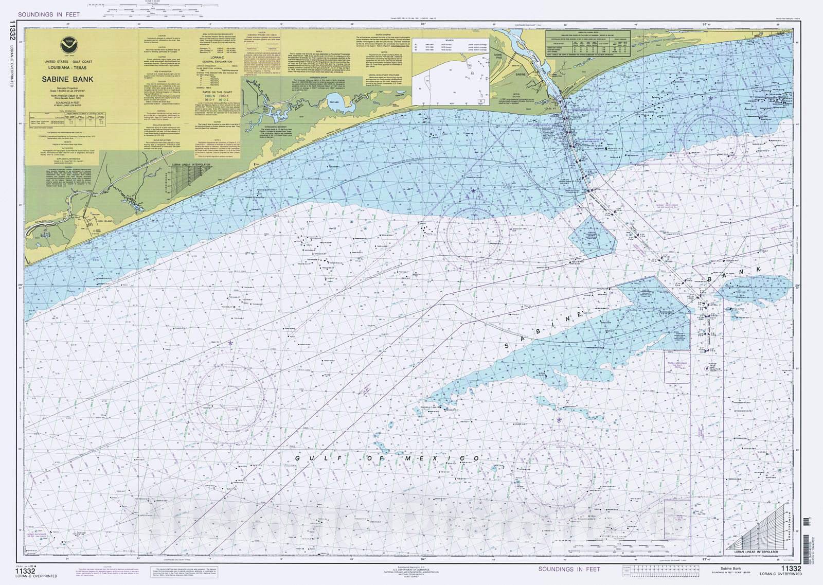 Historic Nautical Map - Sabine Bank, 1999 NOAA Chart - Texas, Louisian ...