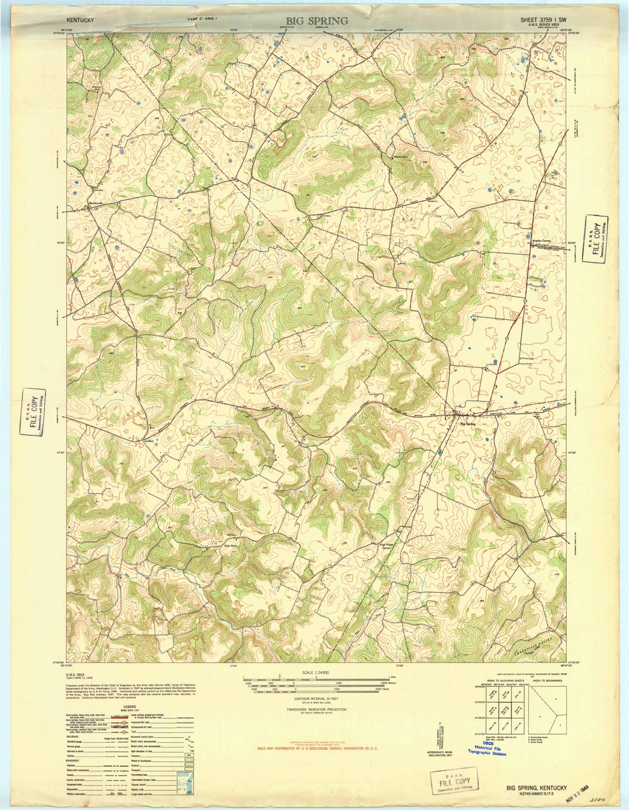 1948 Big Spring, KY - Kentucky - USGS Topographic Map – Historic Pictoric