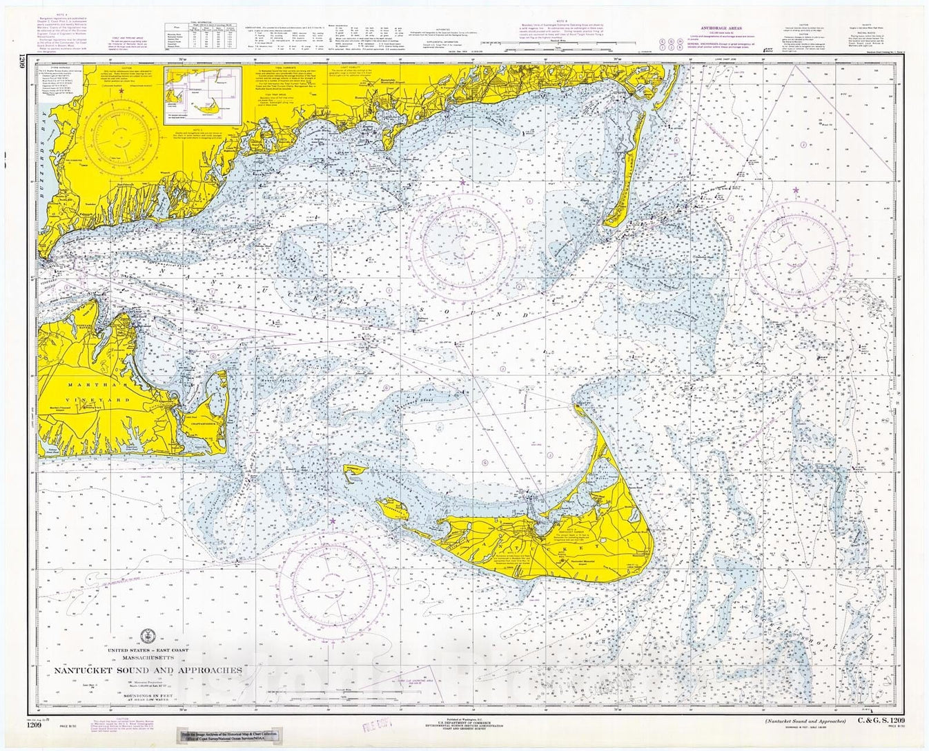 Nantucket Sound Nautical Chart 1970 Map Print | Historic Pictoric