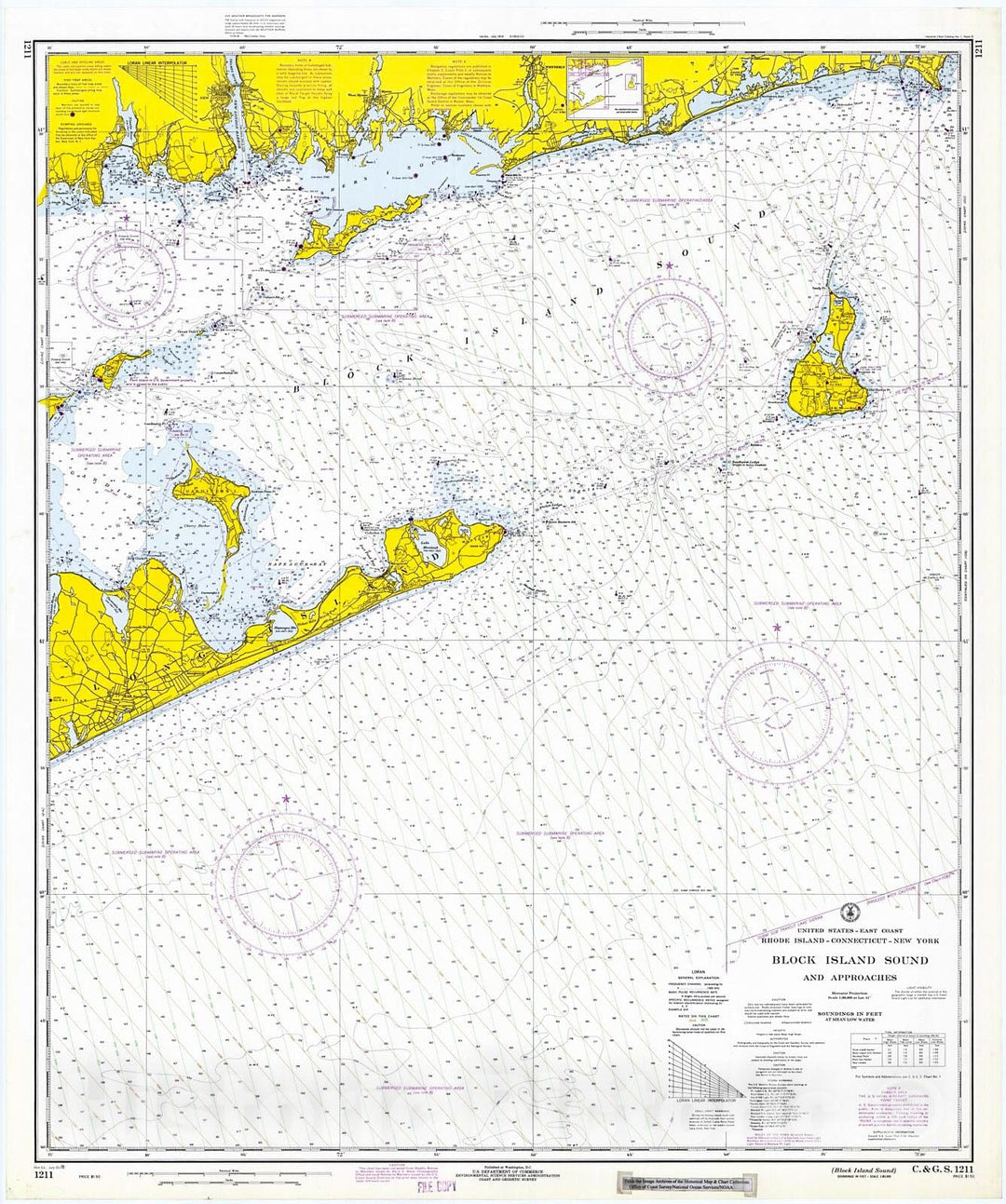 Historic Nautical Map - Block Island Sound, 1970 NOAA Chart - New York ...
