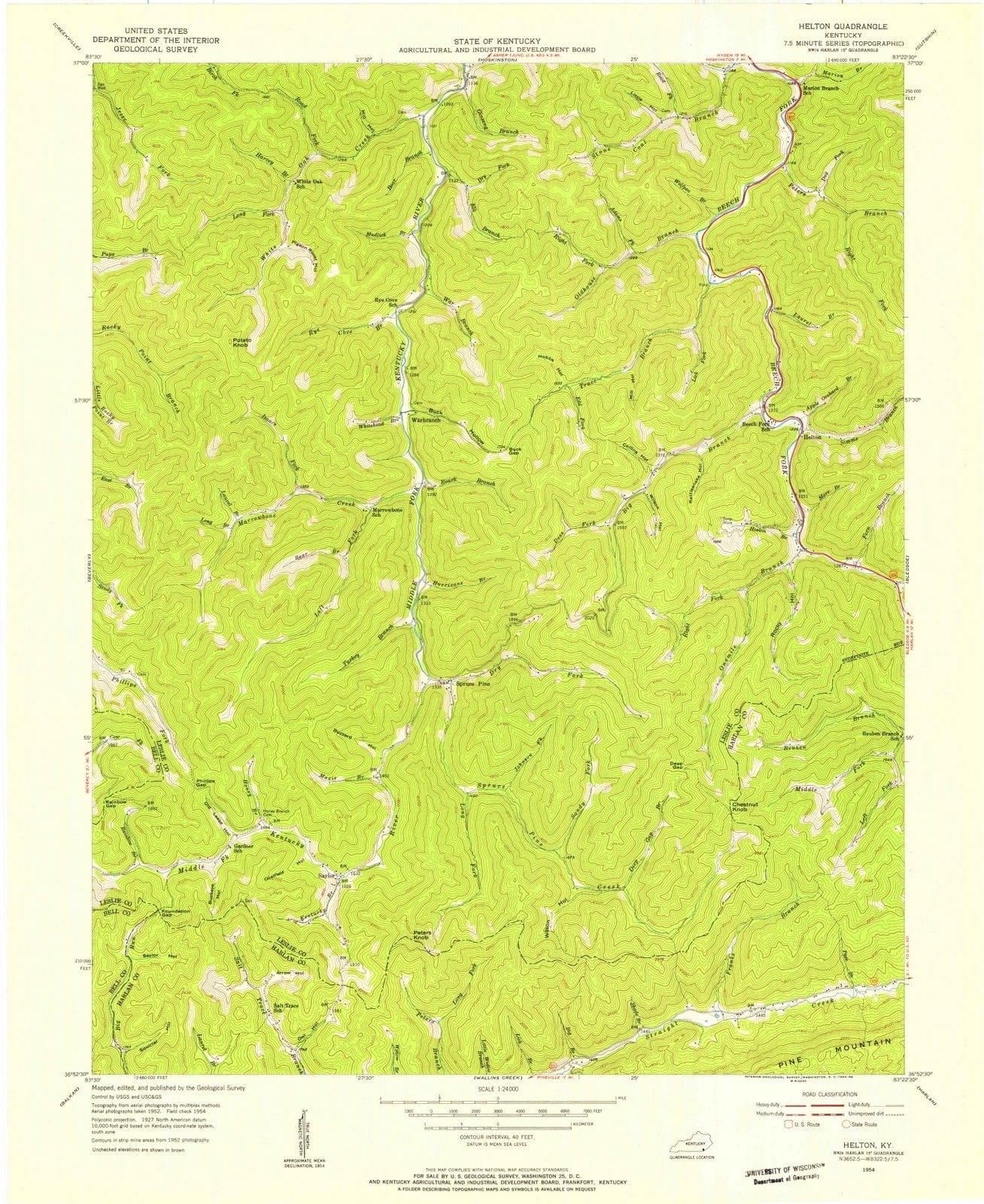 1954 Helton, KY - Kentucky - USGS Topographic Map – Historic Pictoric