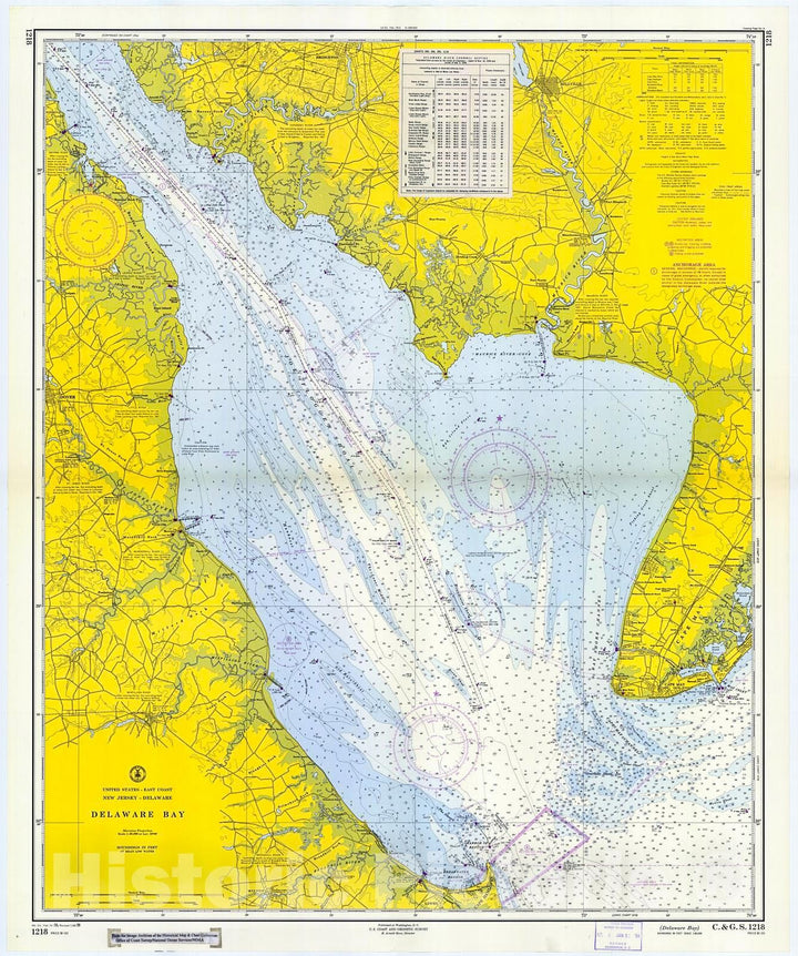 Historic Nautical Map - Delaware Bay, 1959 NOAA Chart - New Jersey, De ...