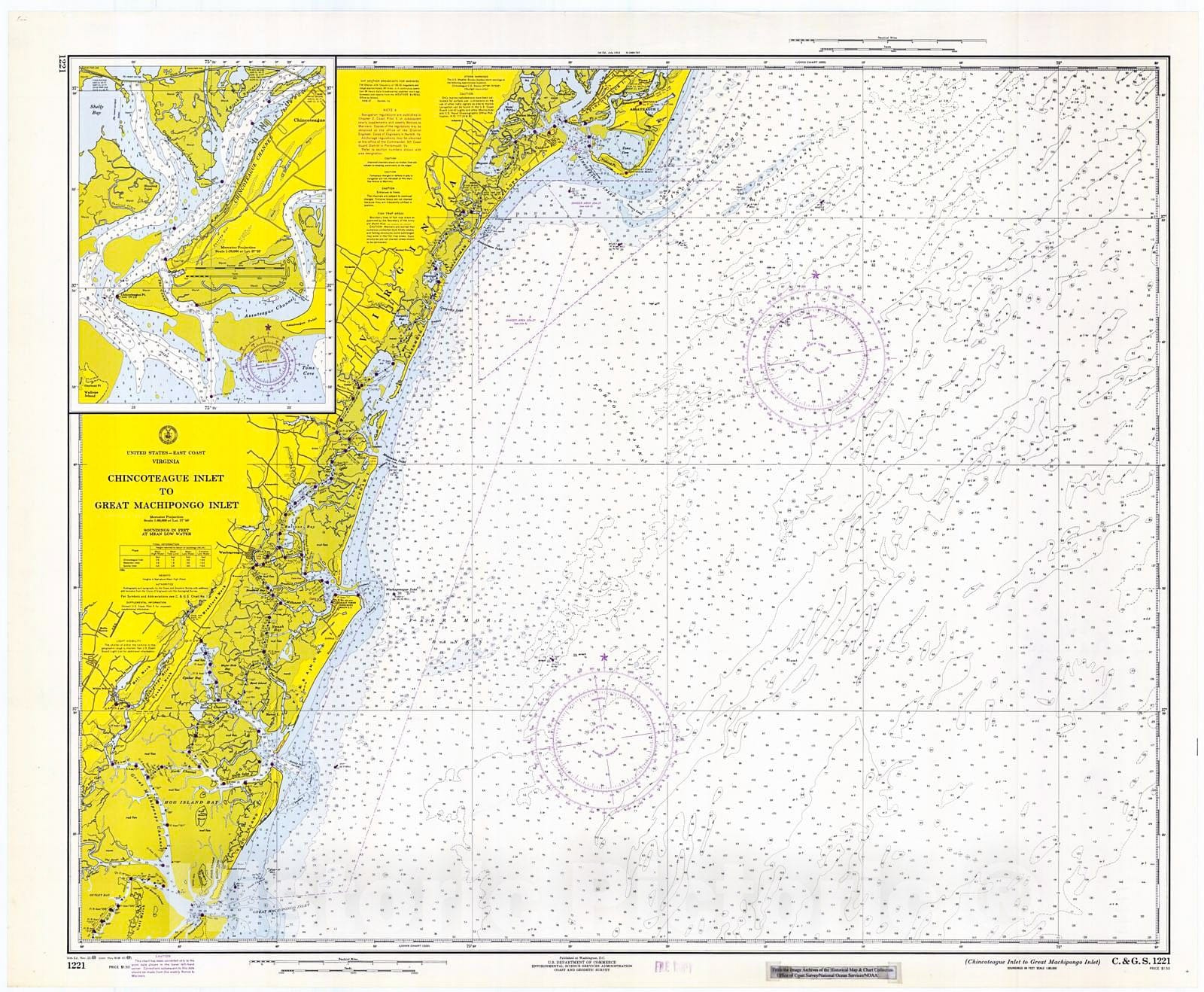 Historic Nautical Map - Chincoteague Inlet To Great Machipongo Inlet ...