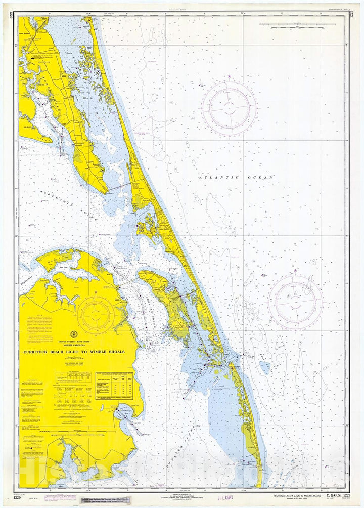 Historic Nautical Map - Currituck Beach To Wimble Shoals, 1970 NOAA Ch ...