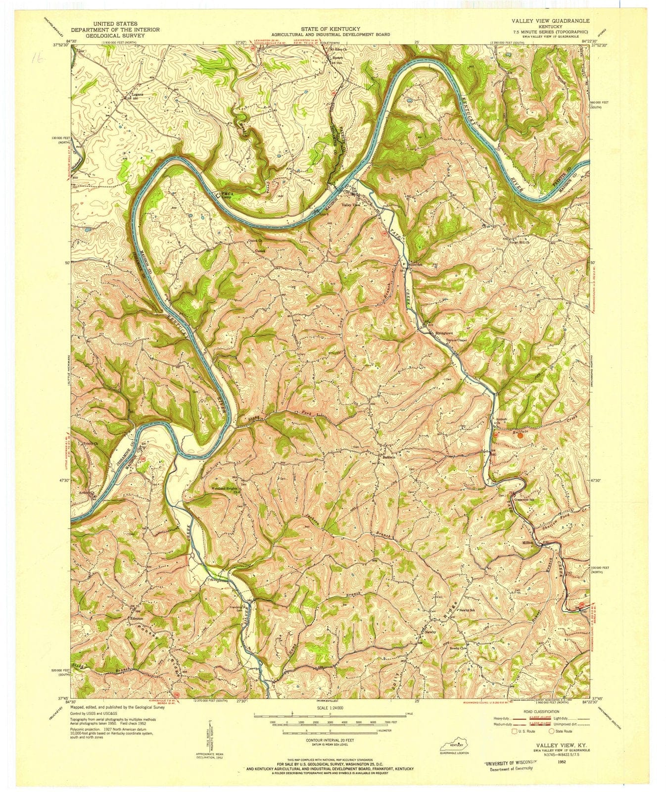 1952 Valley View, KY - Kentucky - USGS Topographic Map – Historic Pictoric