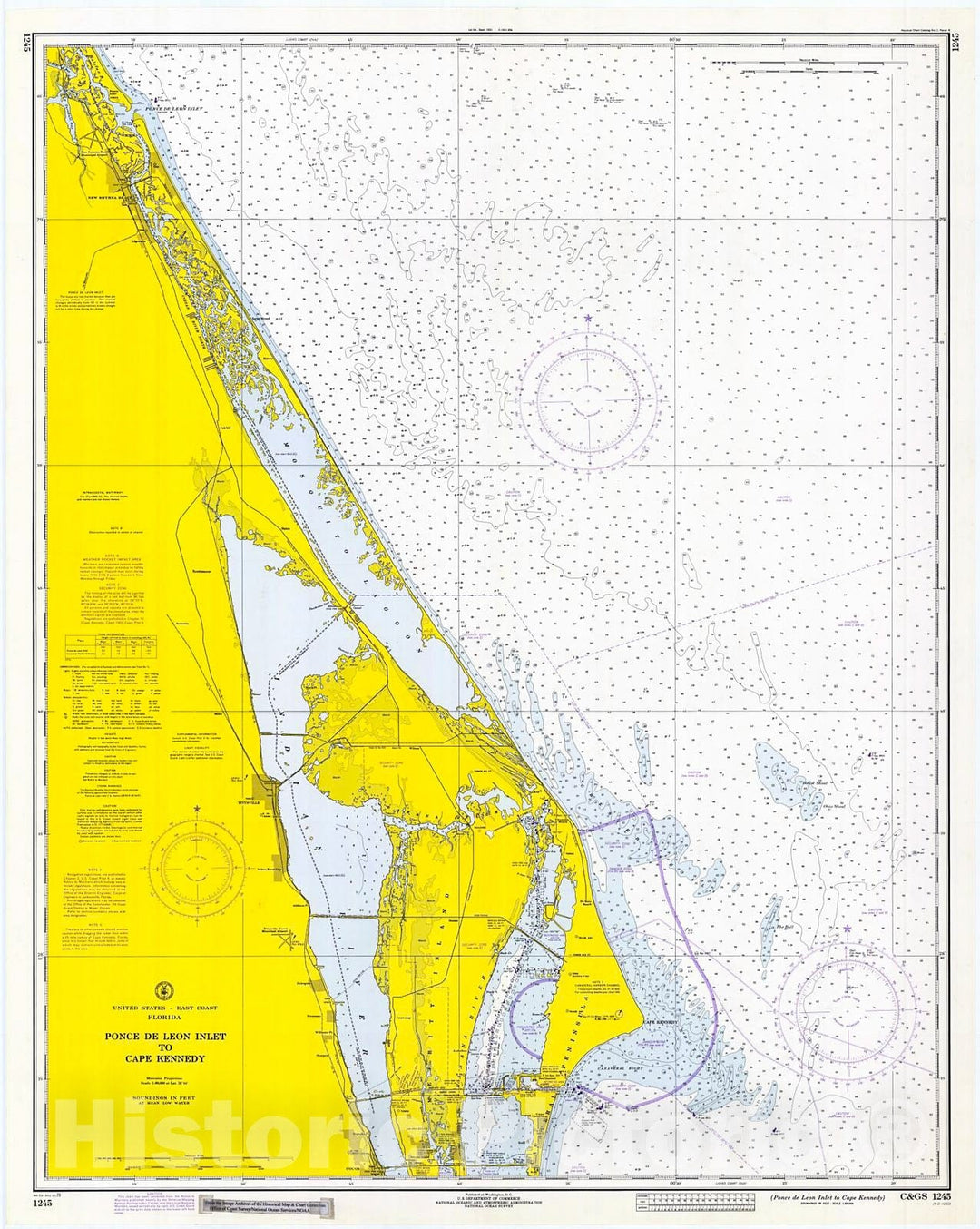 Historic Nautical Map - Ponce De Leon Inlet To Cape Kennedy, 1973 NOAA ...