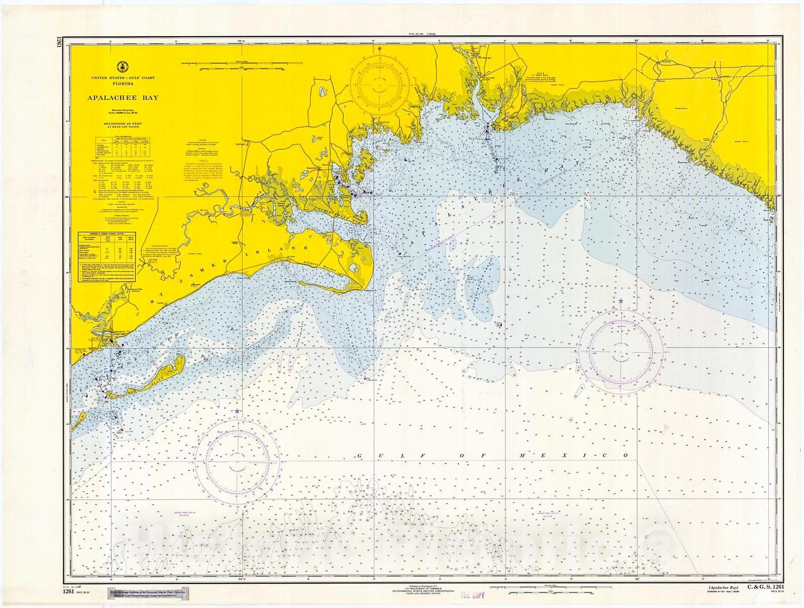 Historic Nautical Map - Apalachee Bay, 1967 NOAA Chart - Florida (FL ...
