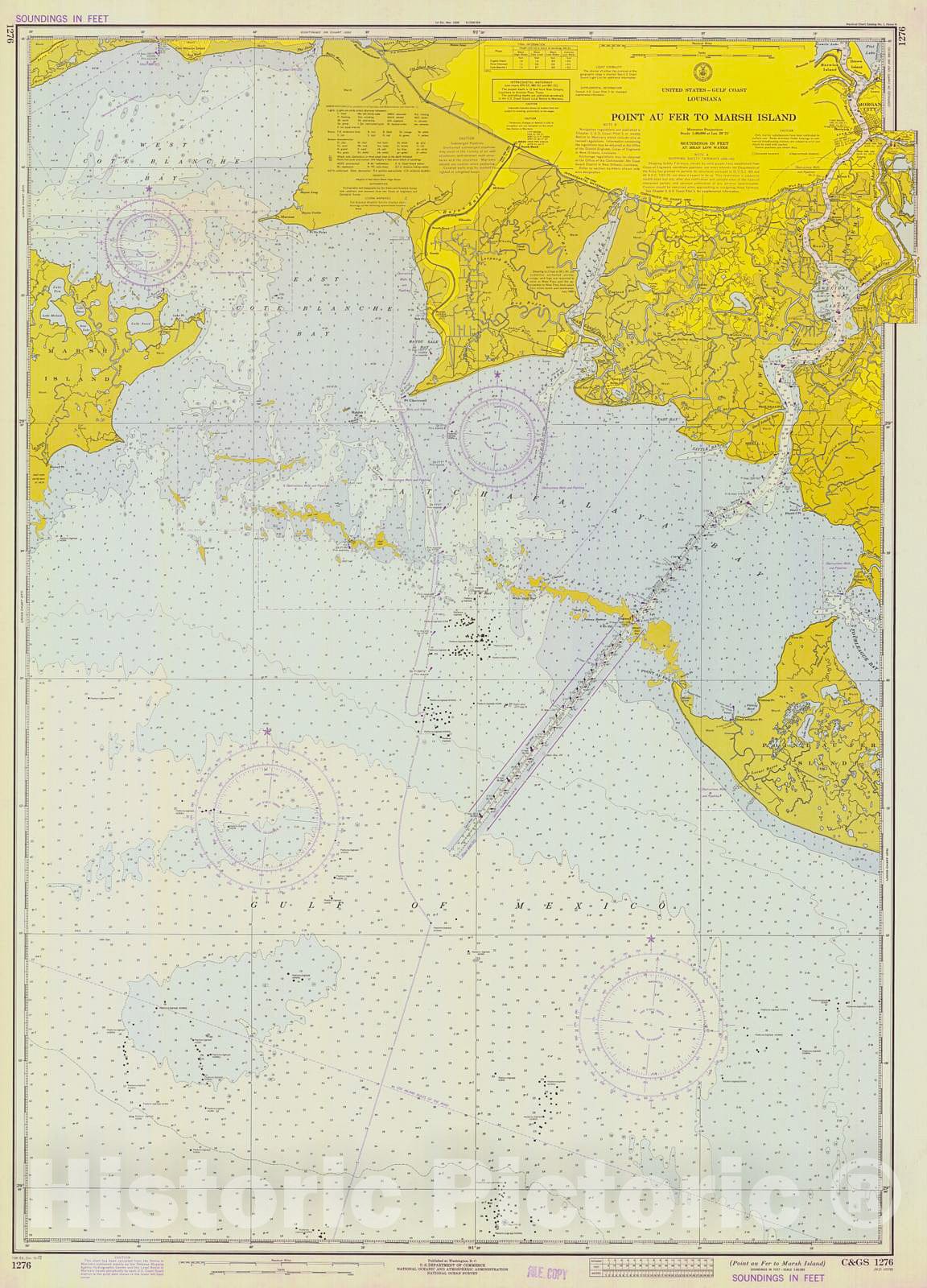 Historic Nautical Map - Point Au Fer To Marsh Island, 1972 NOAA Chart ...
